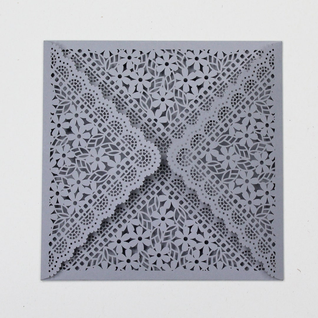 Gray Laser Cut Invitation Covers DIY Invitations Laser Cut Envelopes ...