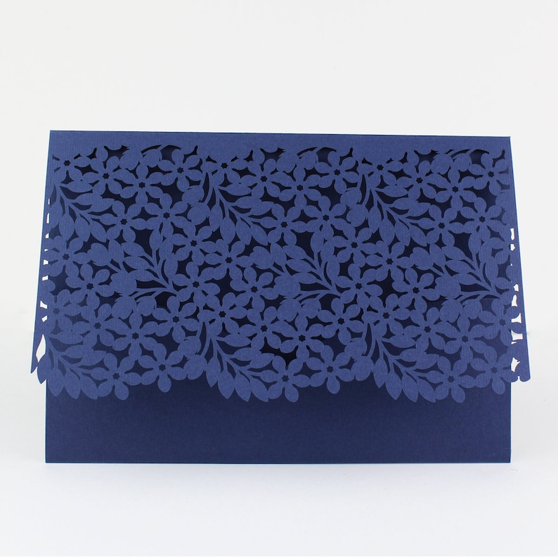 Navy Blue Laser Cut Invitation Envelope Covers DIY Wedding Invitations ...