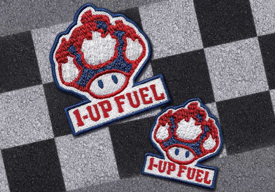 Mario Kart 1-up Fuel Patch Embroidered - Super Mario Bros 1up Nintendo ...
