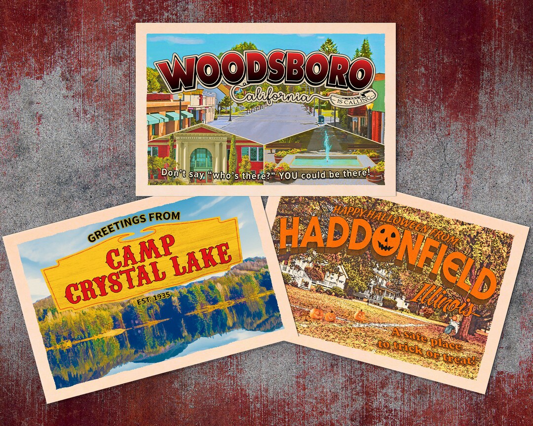 3 Postcards: Halloween 1978 Haddonfield; Friday the 13th Camp Crystal ...