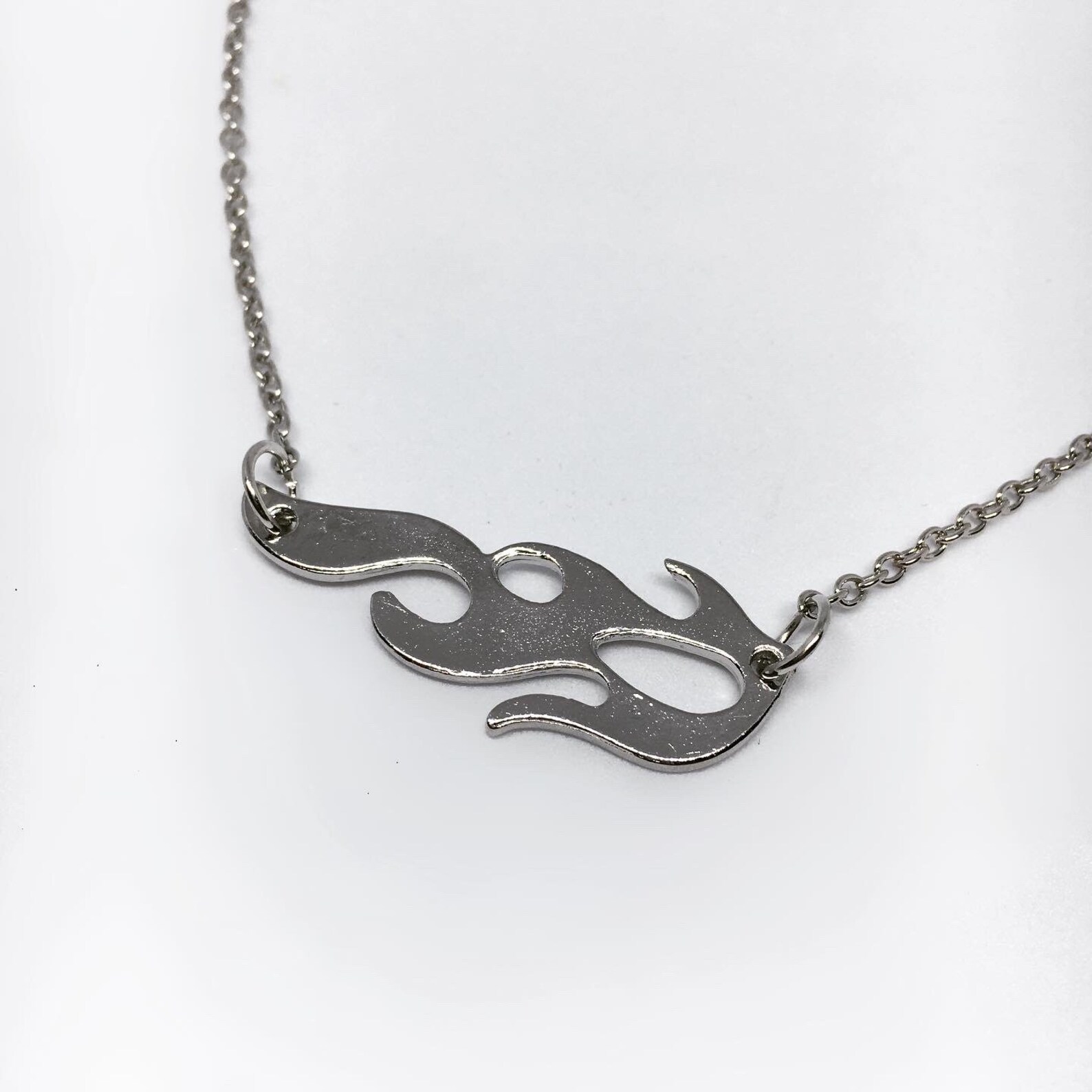 Flame Fire Charm Necklace Silver | Etsy