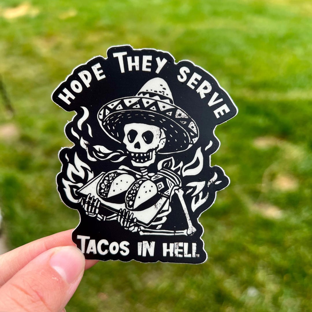 Skeleton Taco Sticker - Funny Bumper Sticker | Waterproof Car Decal ...