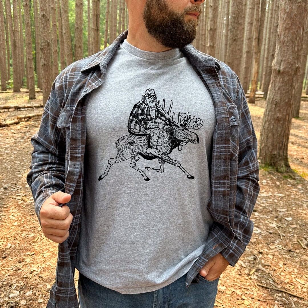 Bigfoot Riding a Moose Shirt for Men UNISEX FIT - Etsy