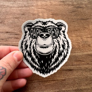 Papa Bear Vinyl Sticker, Waterproof and Dishwasher Safe Sticker, Papa ...