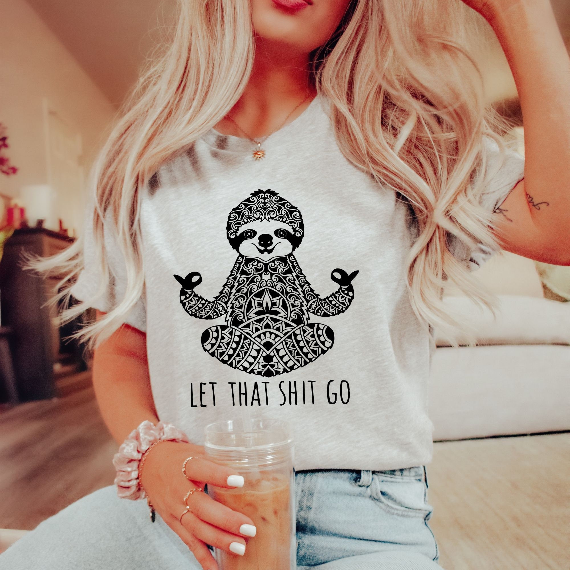 Meditation T Shirt Relax Shirt for Women Namaste Yoga Sloth - Etsy