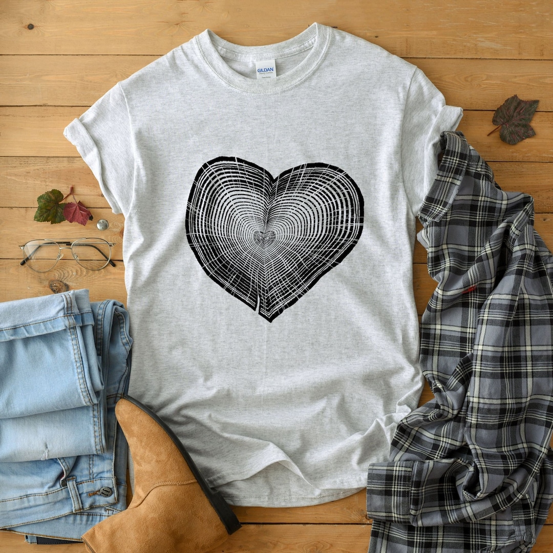 Tree Trunk Heart Shirt, Forest Nature T Shirt, Camping Shirt, Mountains ...