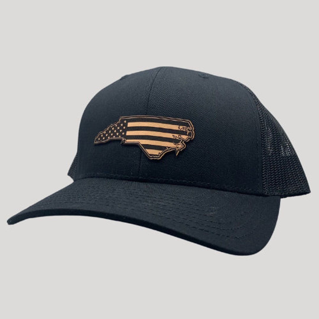 North Carolina Flag Hat, North Carolina Snapback Hat, Leather Patch ...