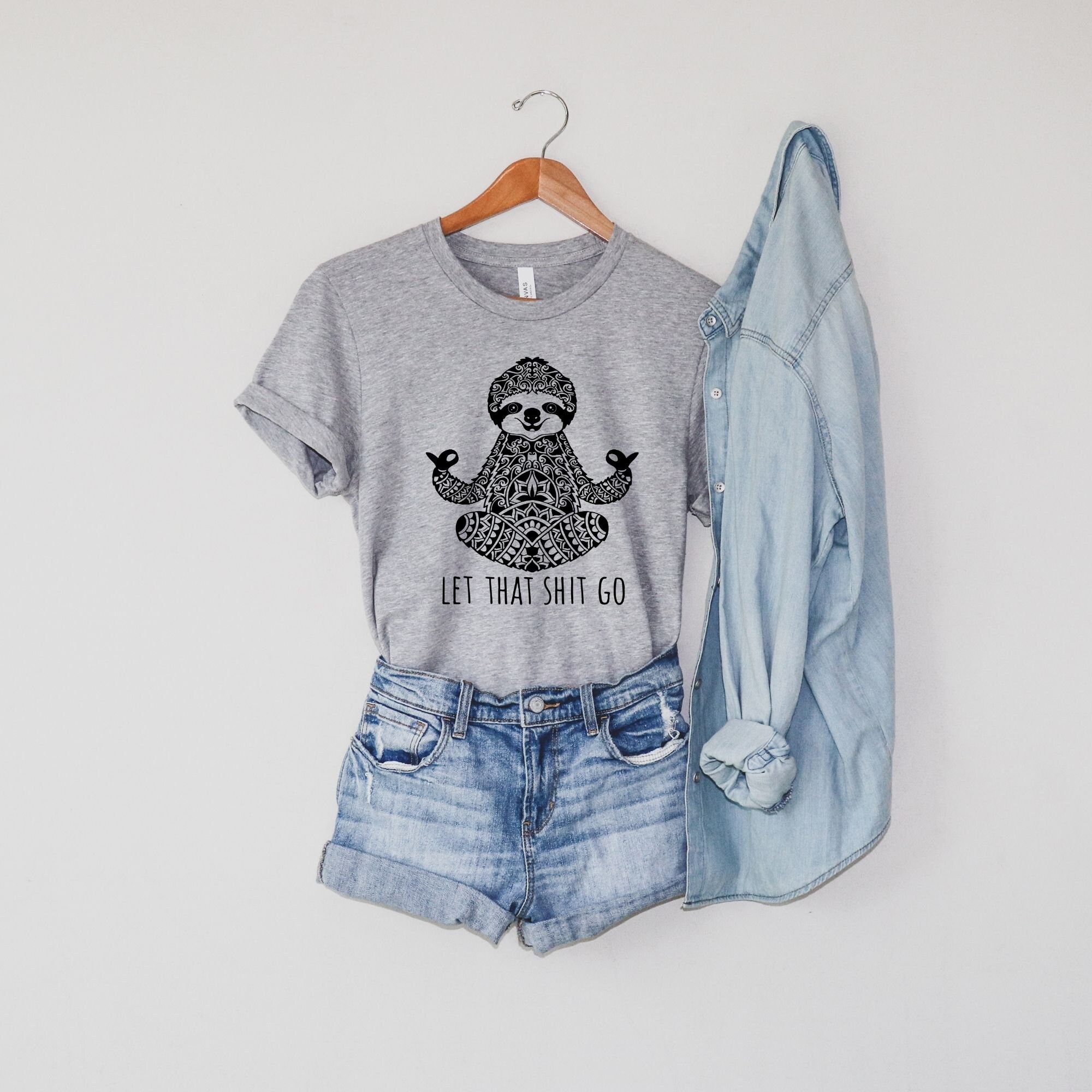 Meditation T Shirt Relax Shirt for Women Namaste Yoga Sloth - Etsy