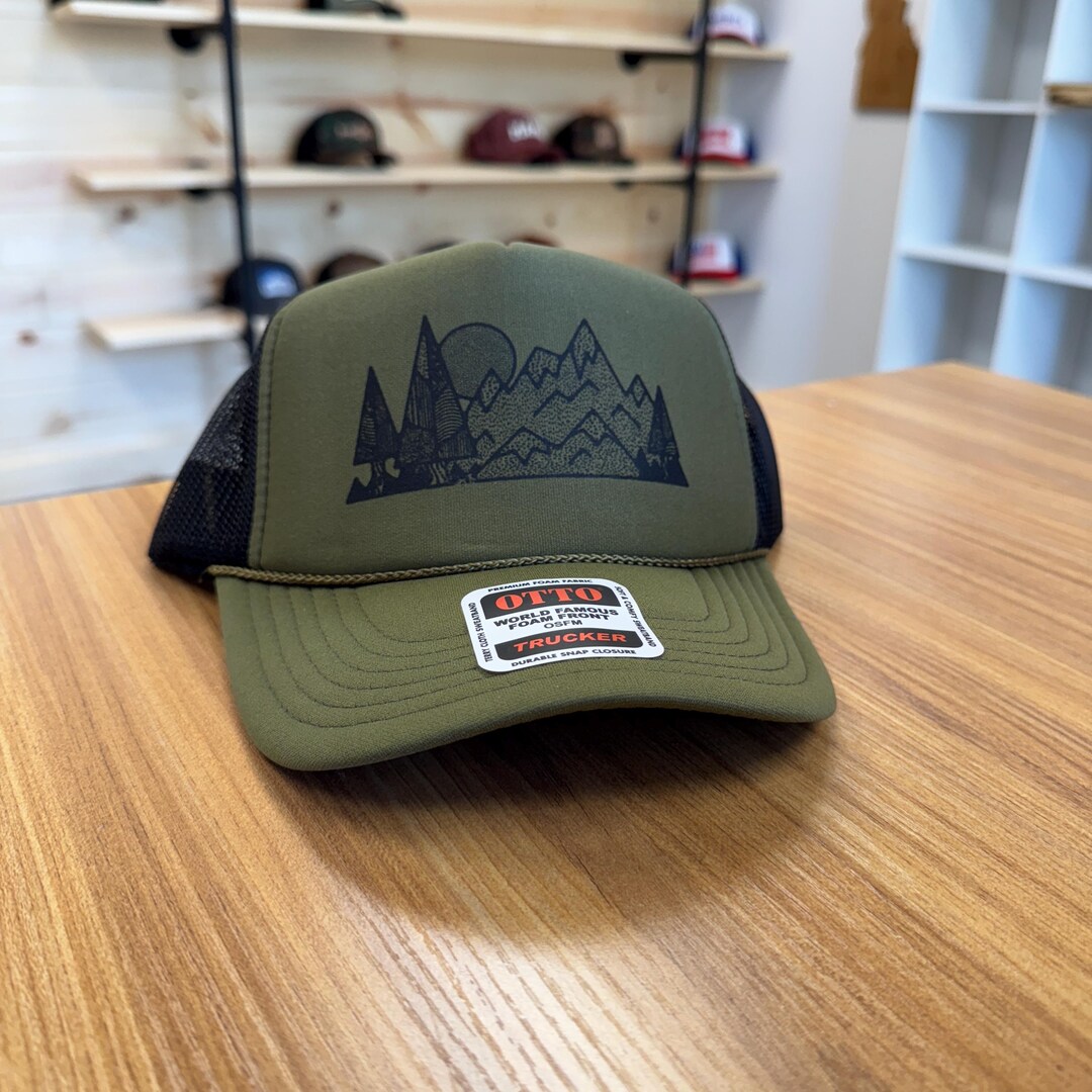 Mountain & Trees Trucker Hat | Nature-inspired Foam Front Cap | Outdoor ...