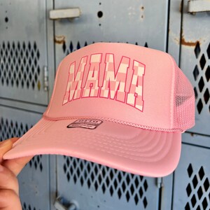 Mama Pink Checkered Otto Foam Front Trucker Hat - Etsy
