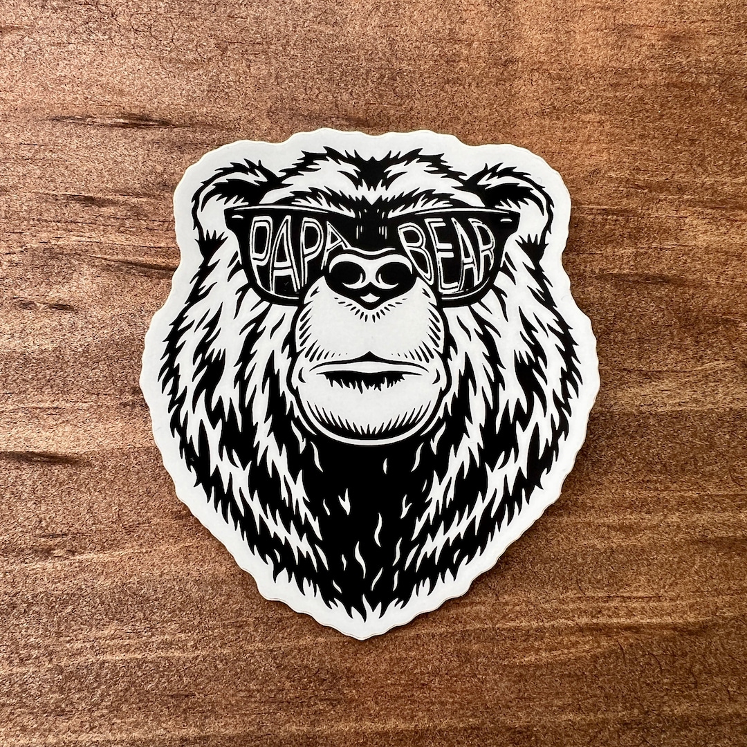 Papa Bear Vinyl Sticker, Waterproof and Dishwasher Safe Sticker, Papa ...