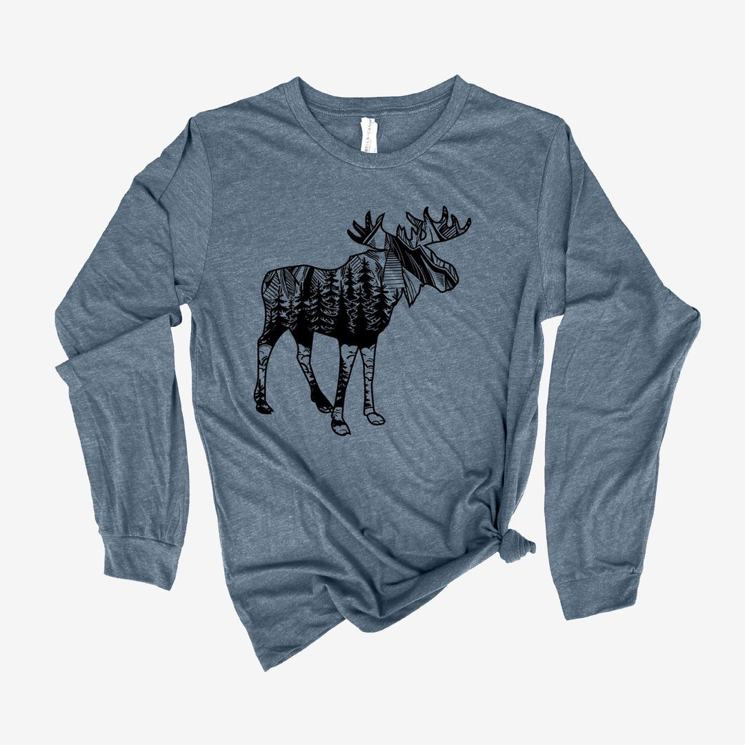 Long Sleeve Moose Shirt. Cute Long Sleeve Shirt for Women, Moose Shirts ...