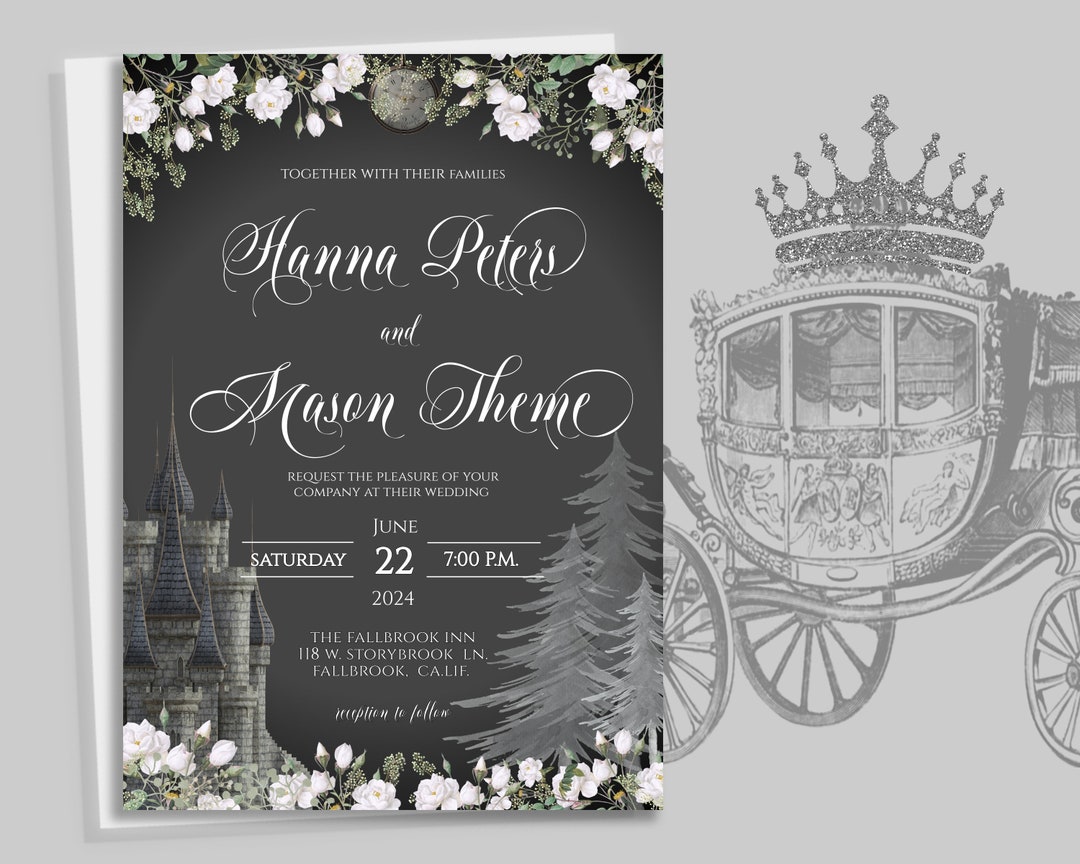 Editable WEDDING INVITATION, Princess Theme Wedding Card, Romantic ...