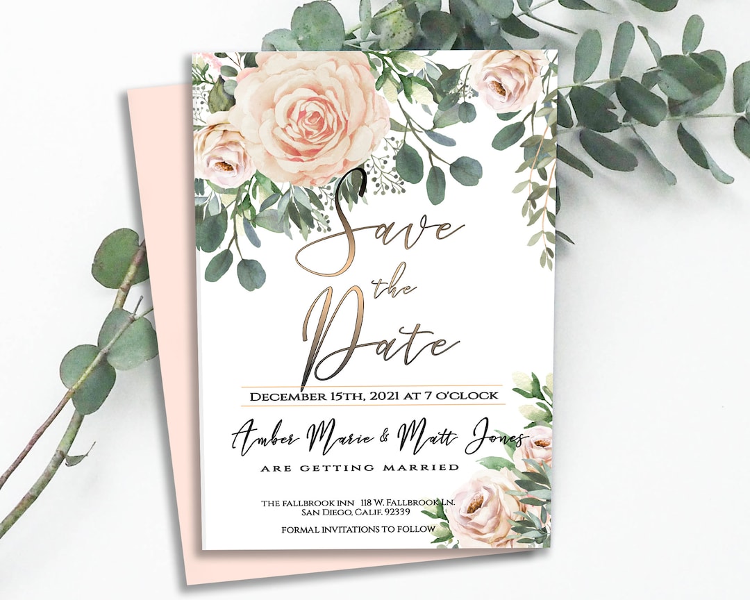 Editable SAVE THE DATE Announcement, Diy Edit Print Wedding Card ...