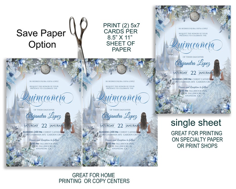 Editable QUINCEANERA BIRTHDAY PARTY Invitation, Cinderella Theme ...
