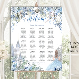 Editable QUINCEANERA SEATING CHART 18"x24" Cinderella Theme Seating ...