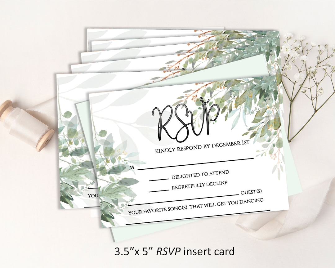 Editable WEDDING RSVP Insert Card, Wedding Reply Card 5"x3.5" Insert ...