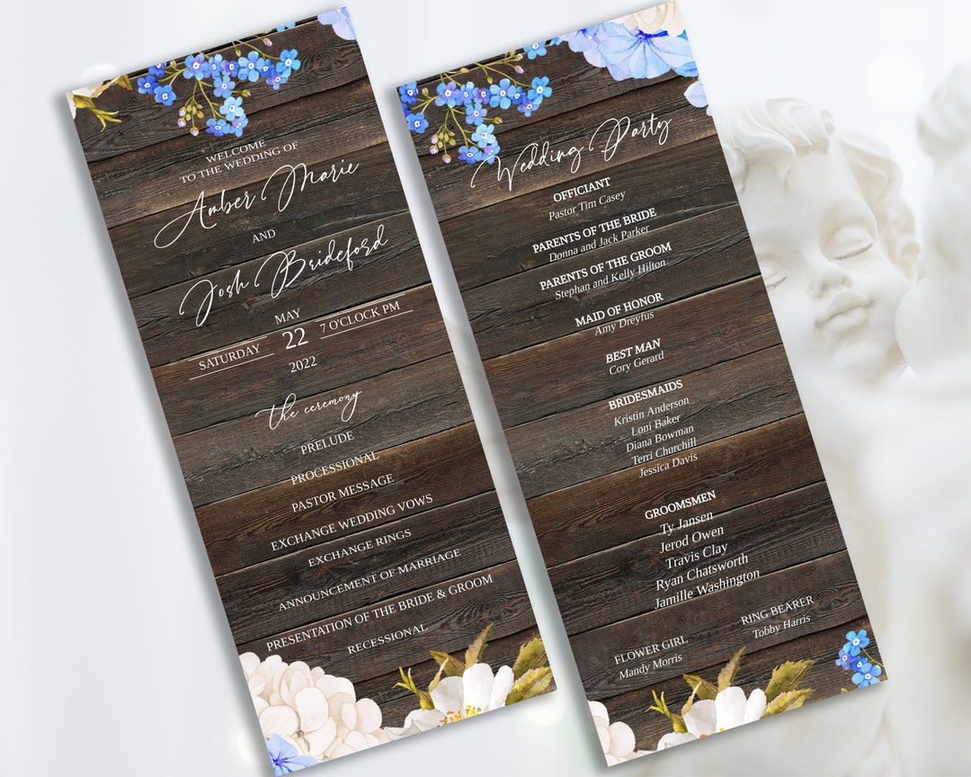 Editable Wedding PROGRAM CARD, Diy Print, Edit Wedding Template ...
