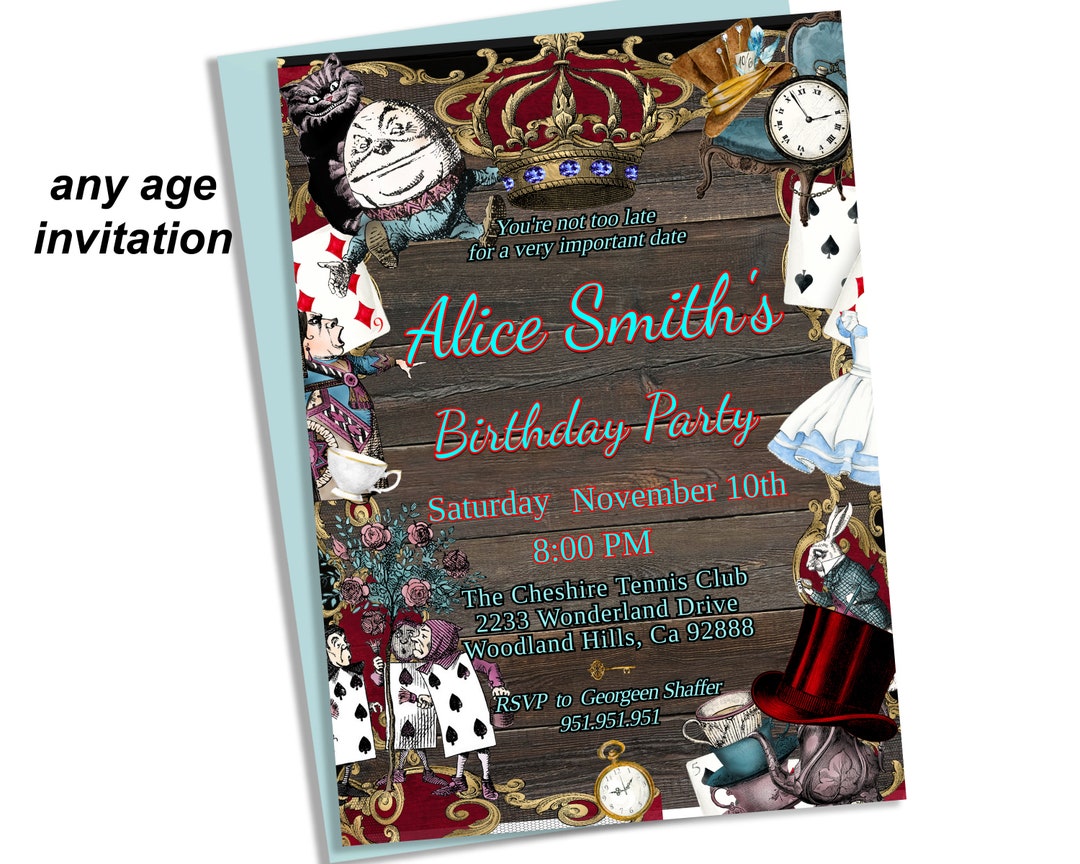Editable Wonderland BIRTHDAY PARTY Invite, Alice in Wonderland Theme ...