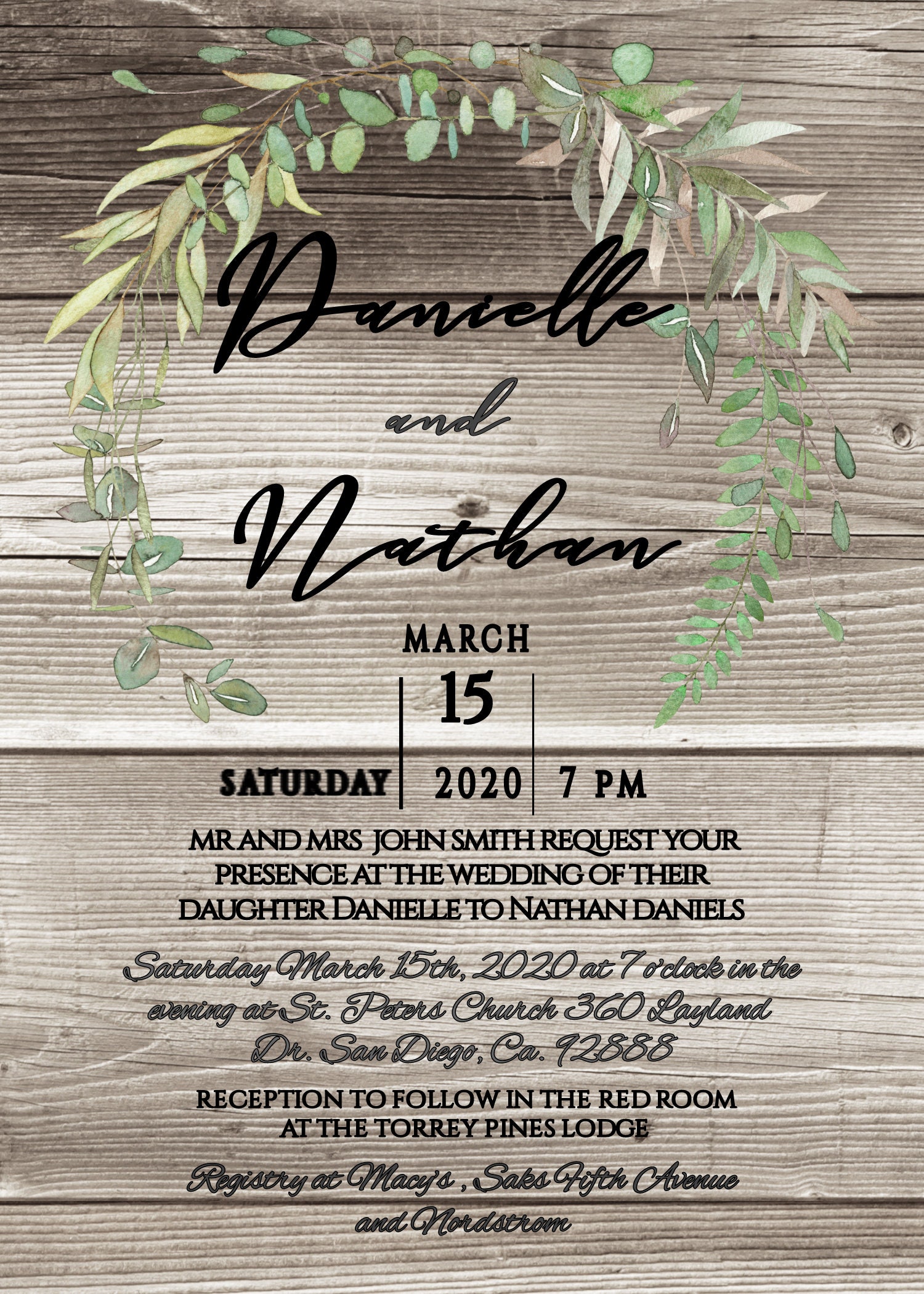 Editable WEDDING INVITATION, Rustic Wedding Invitation Template ...