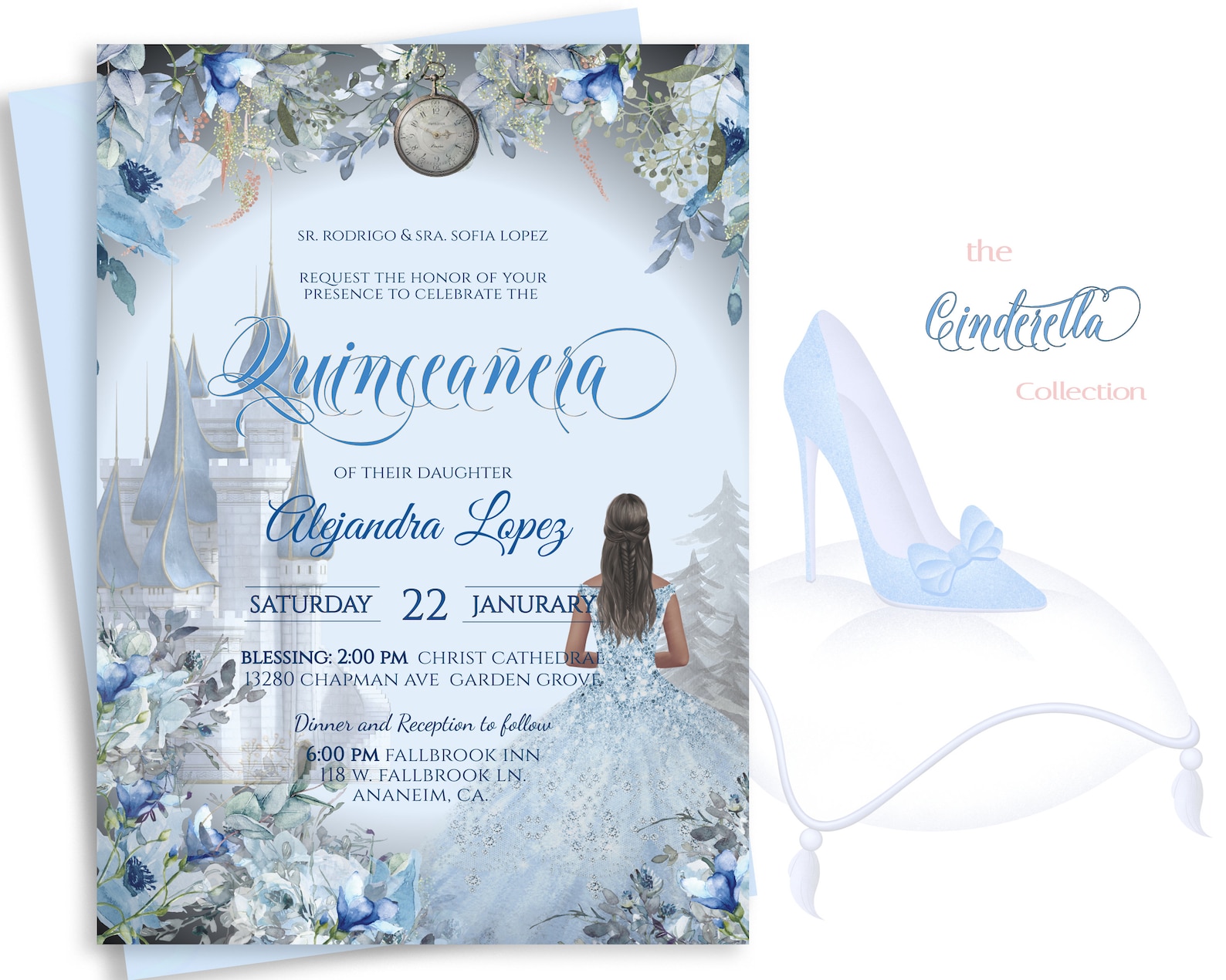 Editable QUINCEANERA INVITATION SET, Cinderella Theme, Digital Download ...