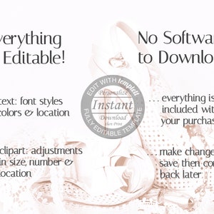 Editable WEDDING INVITATION Black & White Floral, 50 Shades Wedding ...