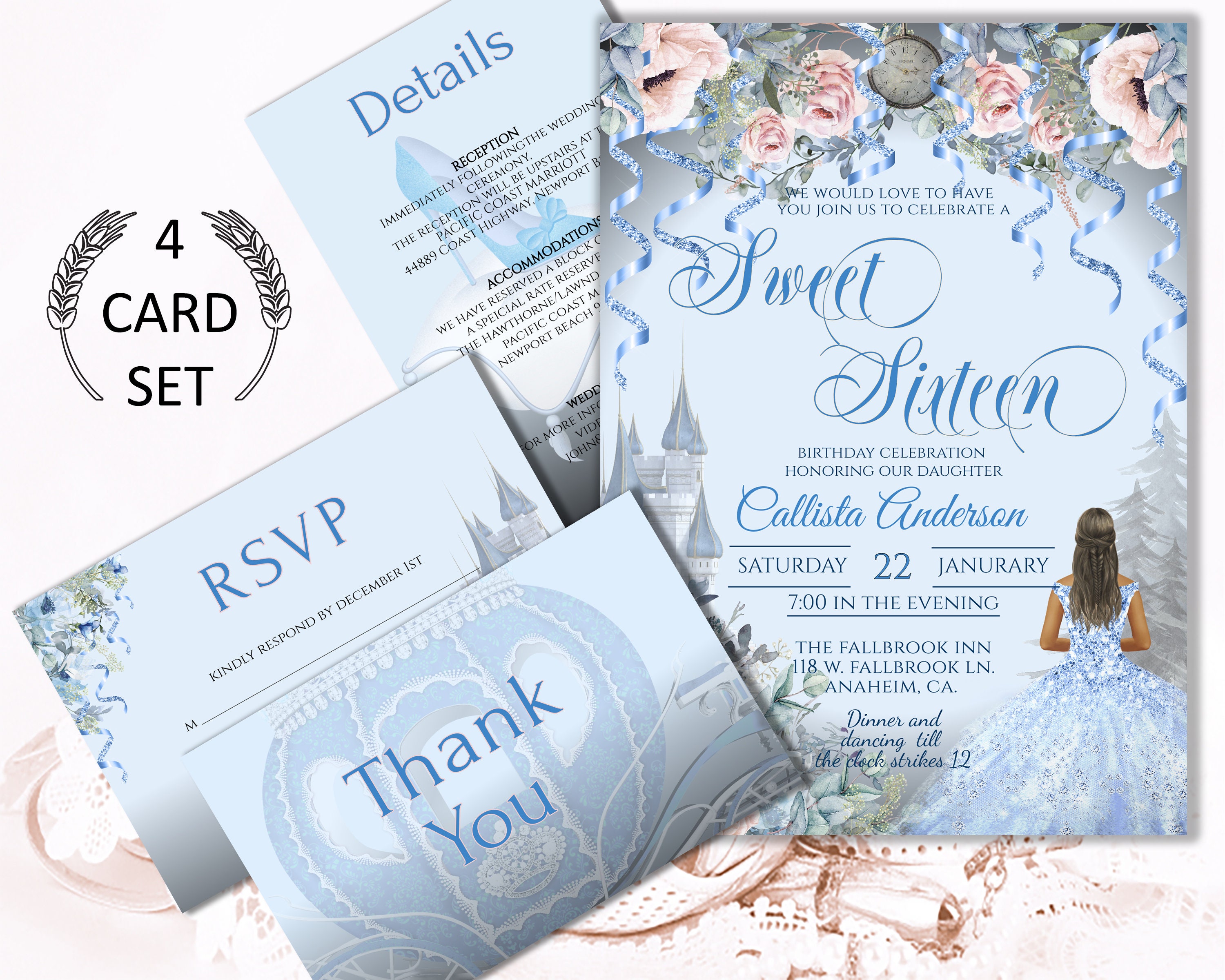 Cinderella Sweet 16 Invitations