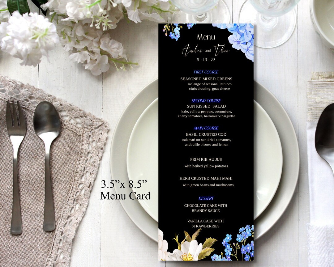 Editable Wedding Table MENU CARD, Printable, Wedding Menu Card Template ...