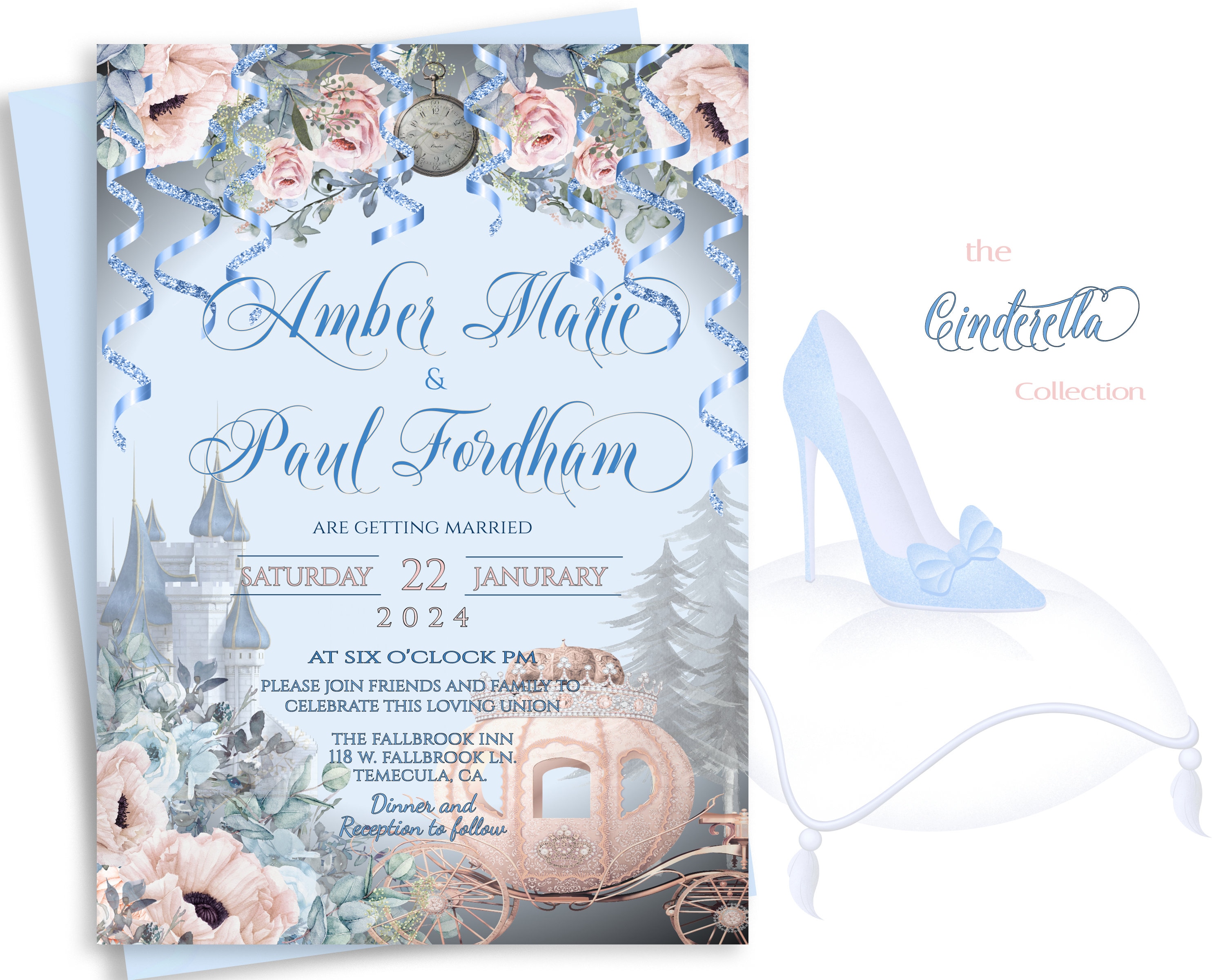 Editable WEDDING INVITATION SUITE, Cinderella Theme, Digital Download ...