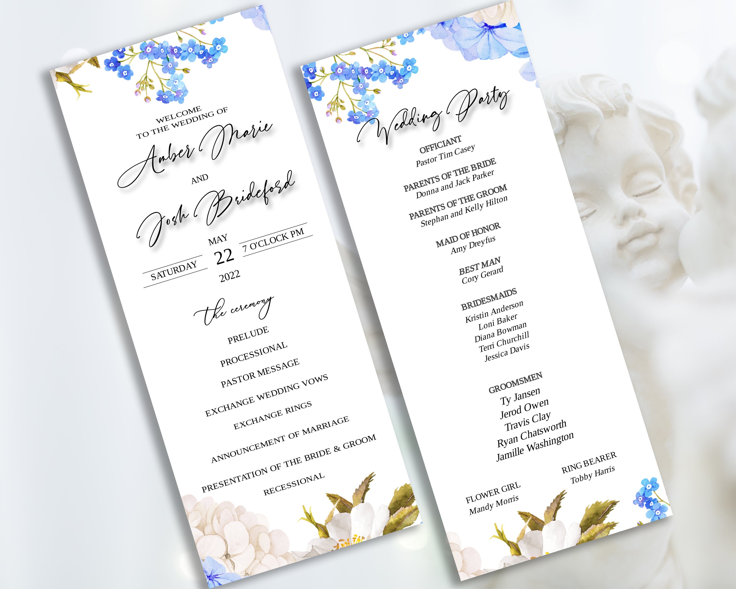 Editable Wedding PROGRAM CARD, Diy Print, Edit Wedding Program Template ...