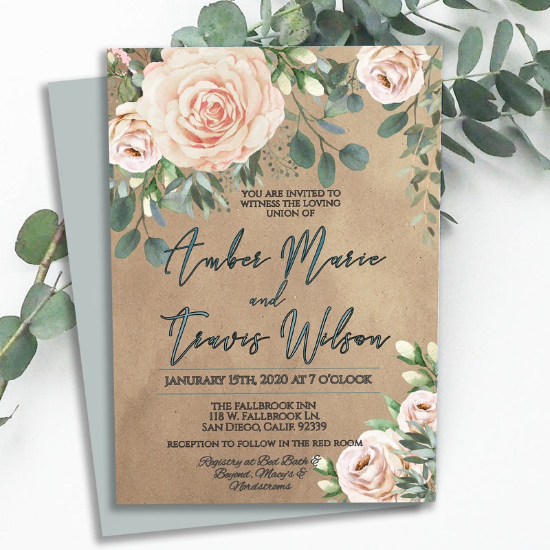 Kraft Paper Wedding Invitation - Etsy