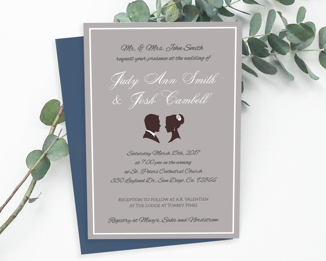 Editable WEDDING INVITATION, Classic Formal Wedding Invitation Card ...
