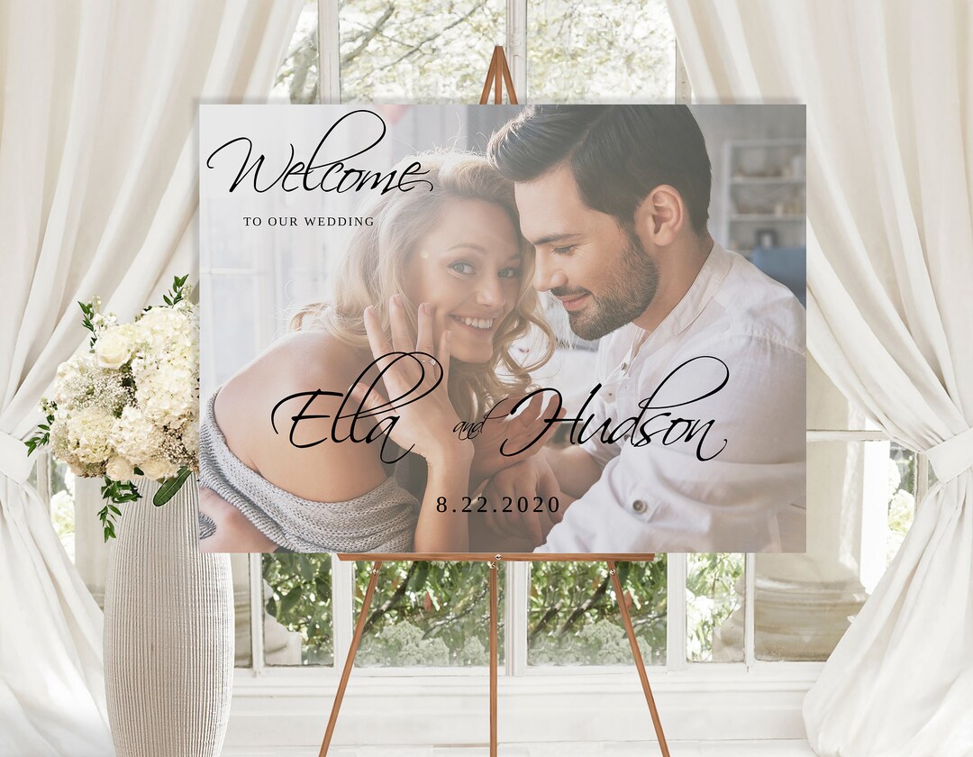 Editable 18"x24" PHOTO WELCOME SIGN, Fancy Font Wedding Photo Welcome ...