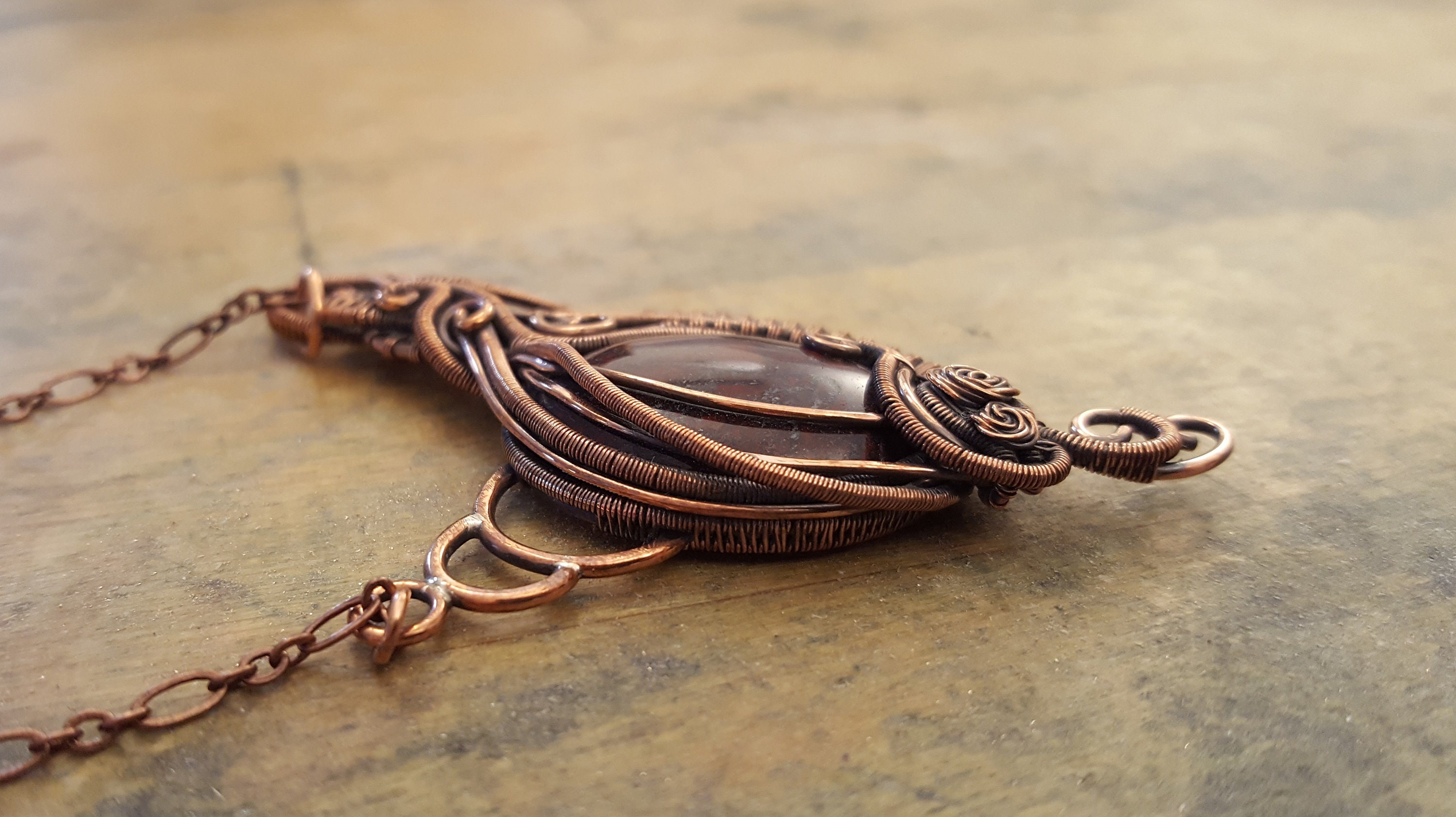 Copper Wire Wrapped Pendant With Brecciated Jasper - Etsy