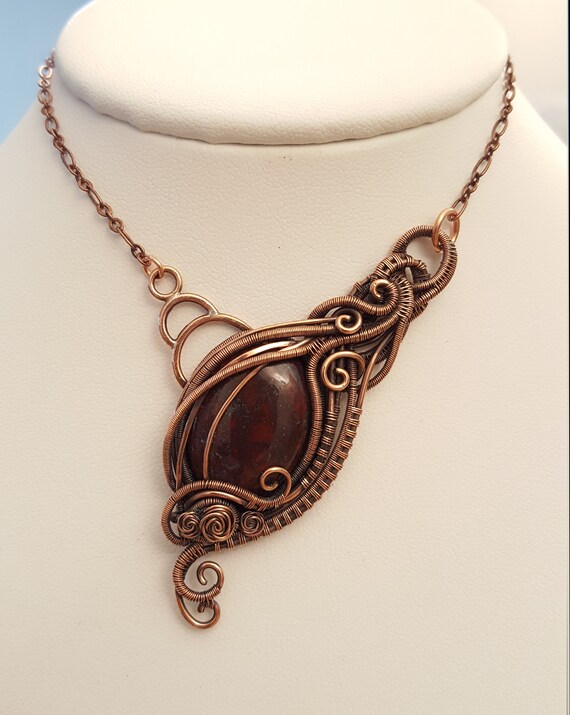 Copper Wire Wrapped Pendant With Brecciated Jasper - Etsy