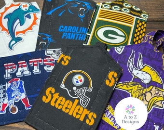 Football Designs / NFL Fabric / Personalized Travel Tags / Customized ...