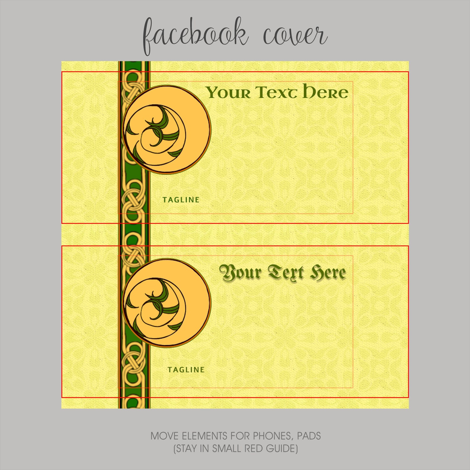 Facebook Cover & Profile Design Template - Irish Yellow - Etsy