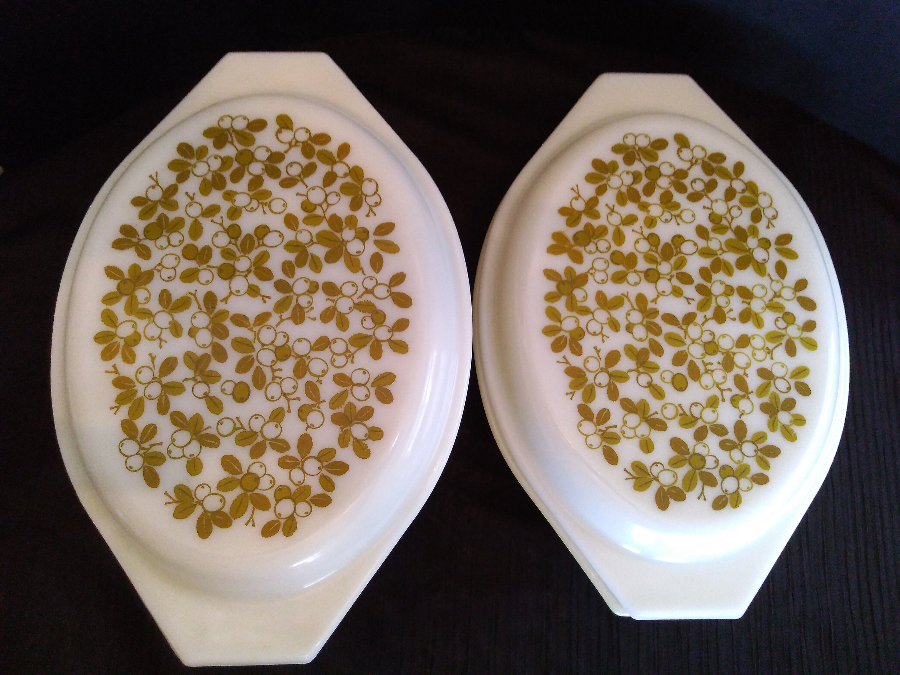 Vintage Pyrex Oval Baking Dishes Set of 2 With Lids, Large Green Dish ...