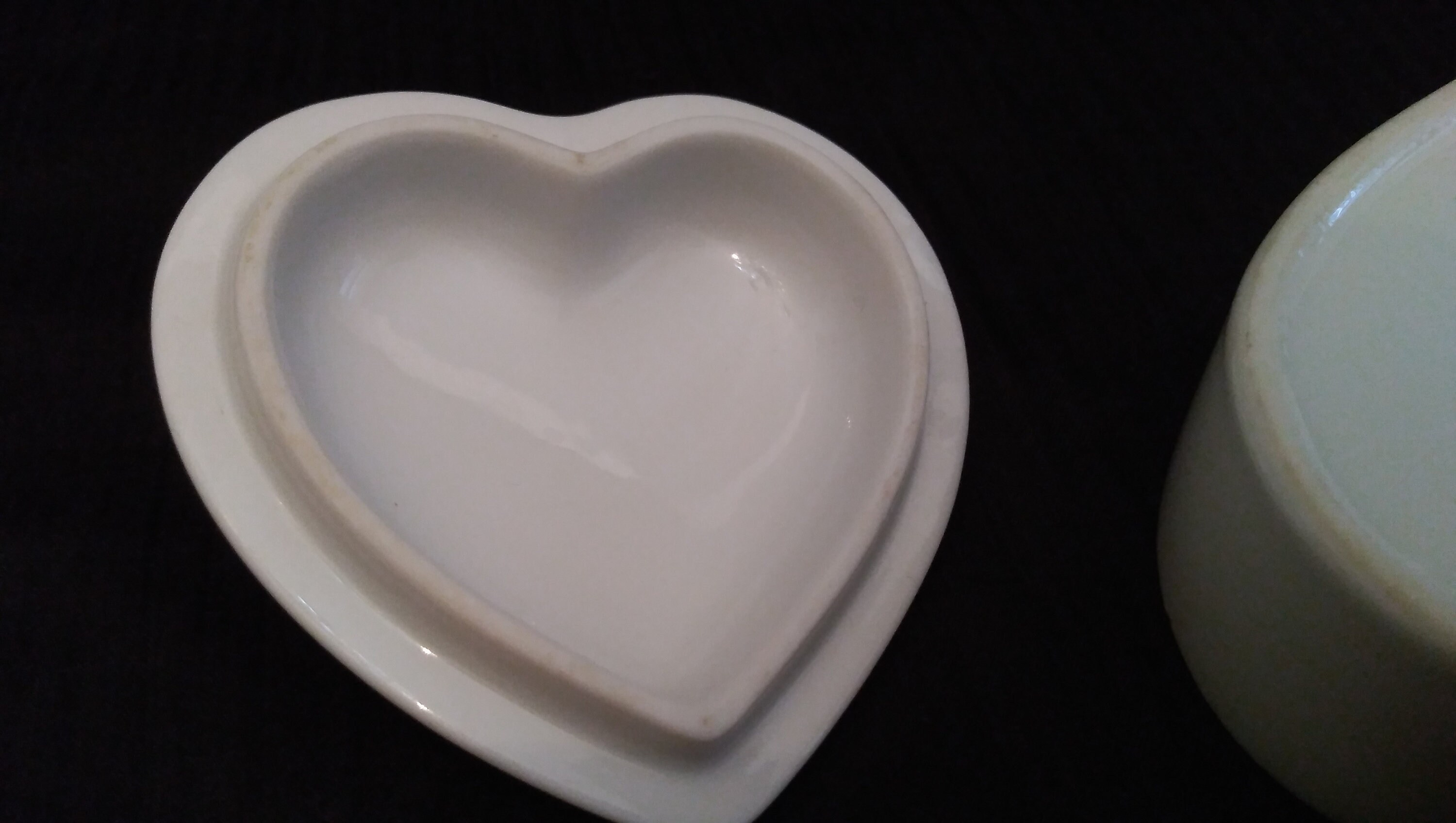 Vintage Heart Shaped Porcelain Trinket Dish/covered Trinket Dish ...