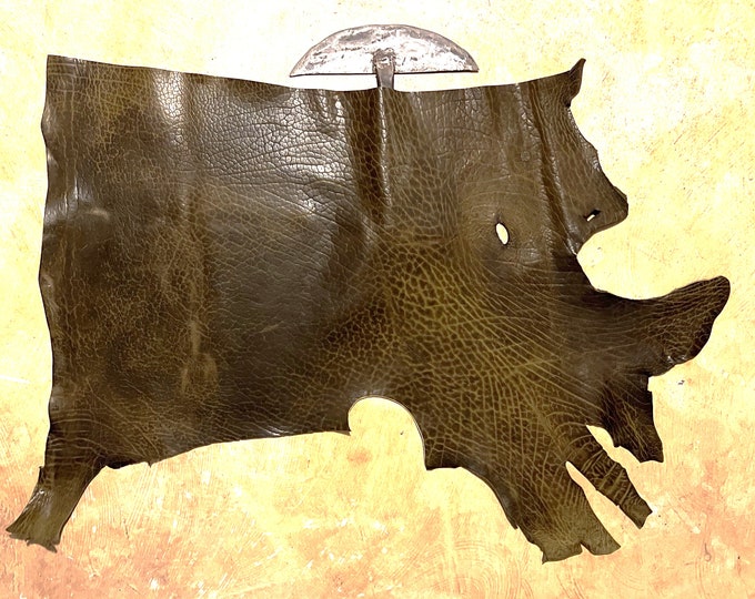 Leather Bison Hide Piece 8.2 Sqft Moss-brown - Etsy