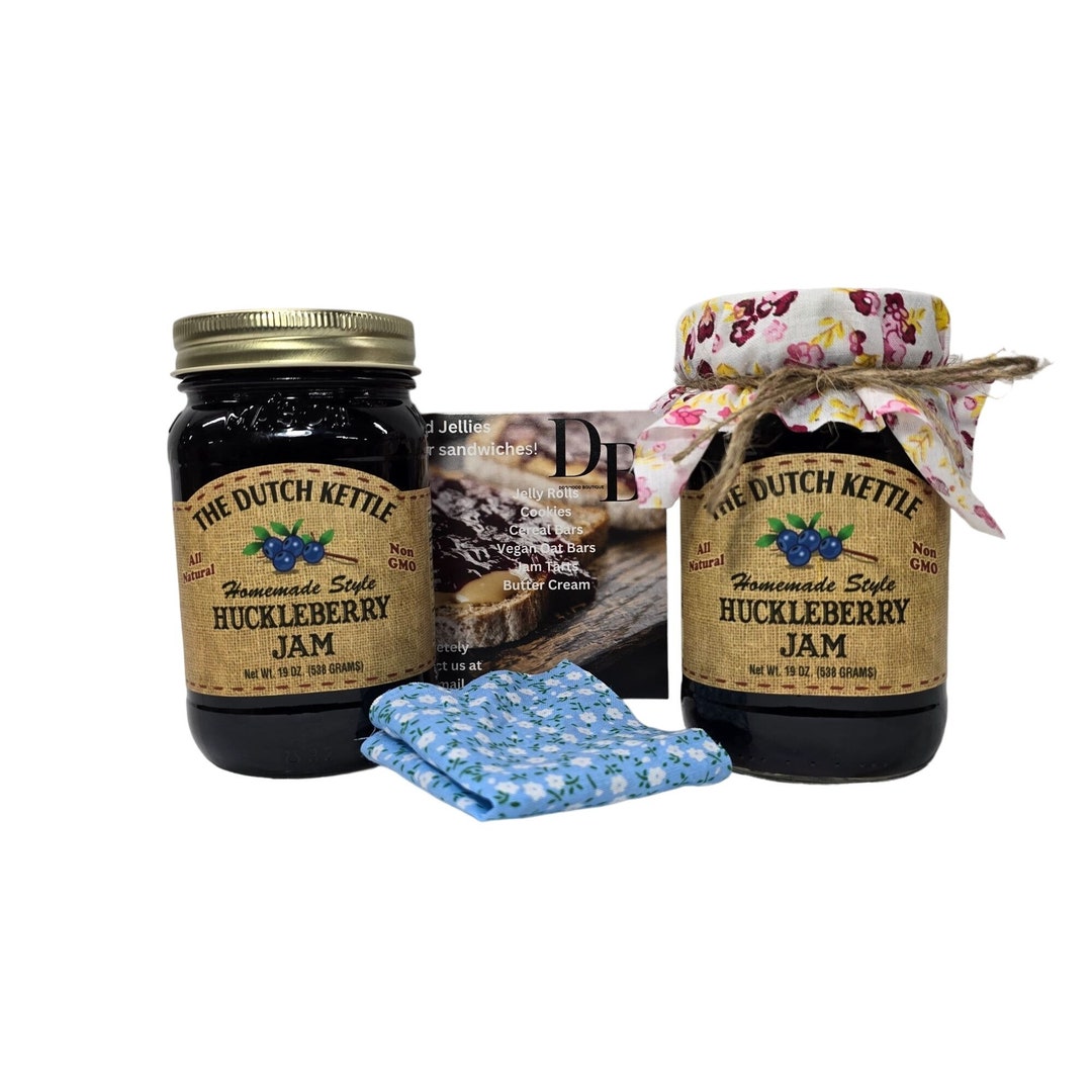 The Dutch Kettle Huckleberry Jam 2/19 Oz Jars With Fabric Toppers - Etsy