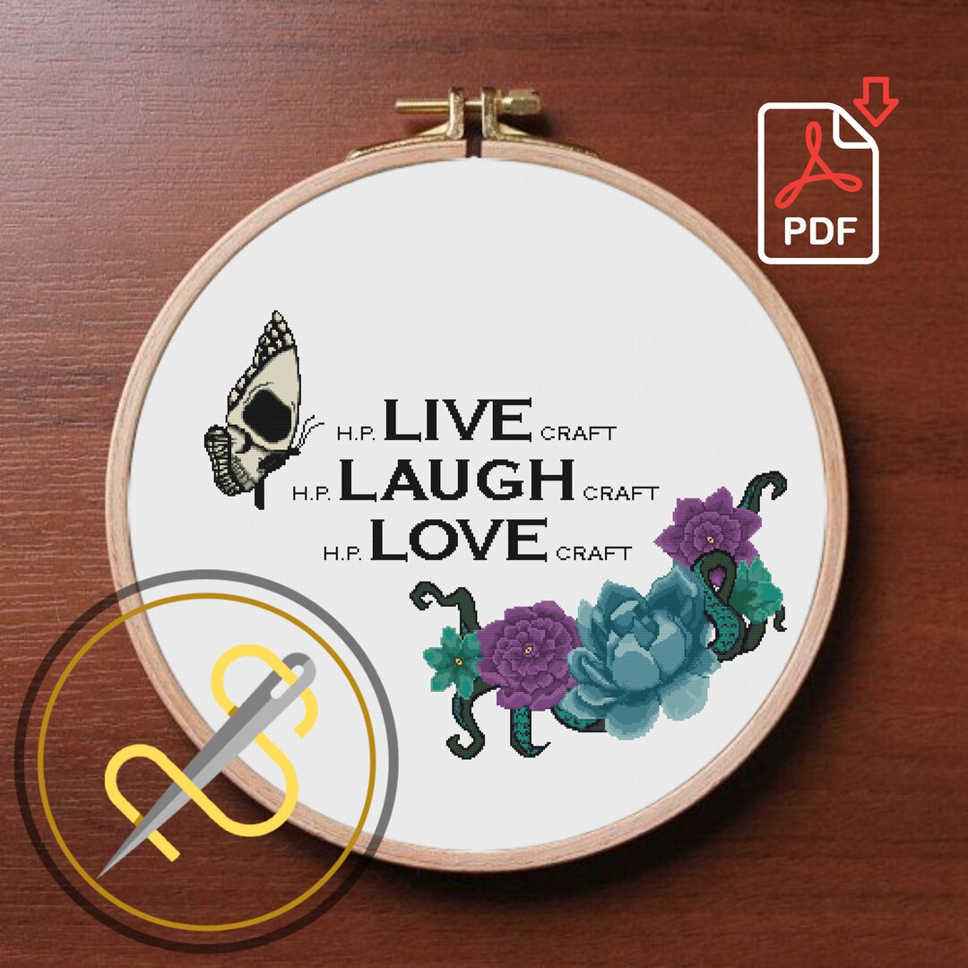 Live Laugh LOVECRAFT Cross Stitch Pattern / HP Lovecraft / Cthulu ...