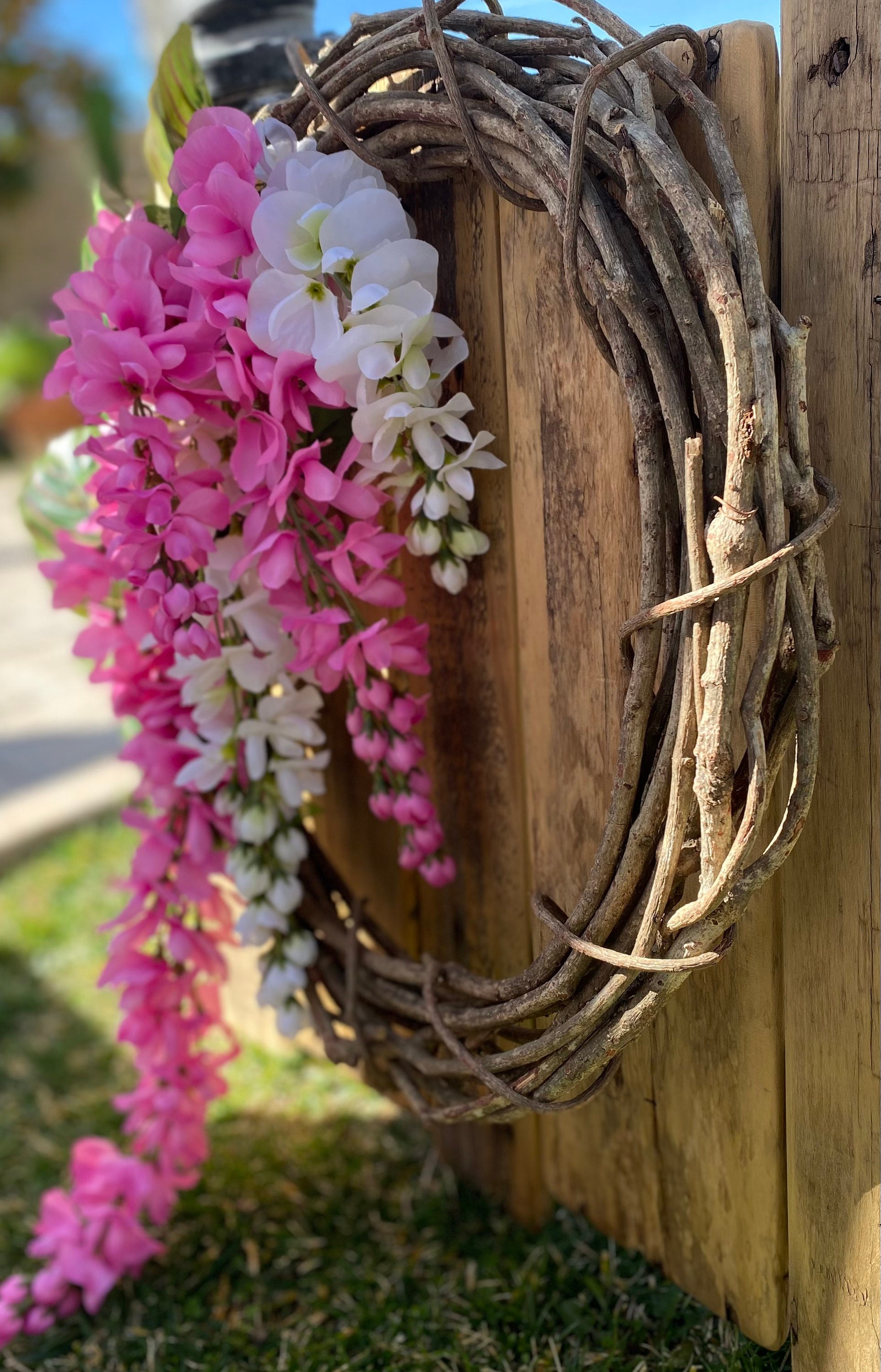 Wisteria Wreath, Grapevine Wreath, Silk Flower Wreath, Front Door ...