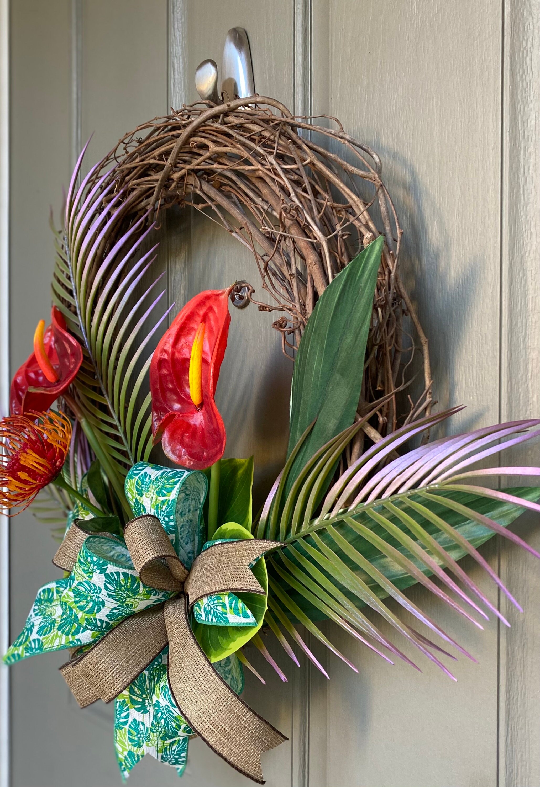 Tropical Wreath, Grapevine Wreath, Summer Wreath, Tropical Flower ...