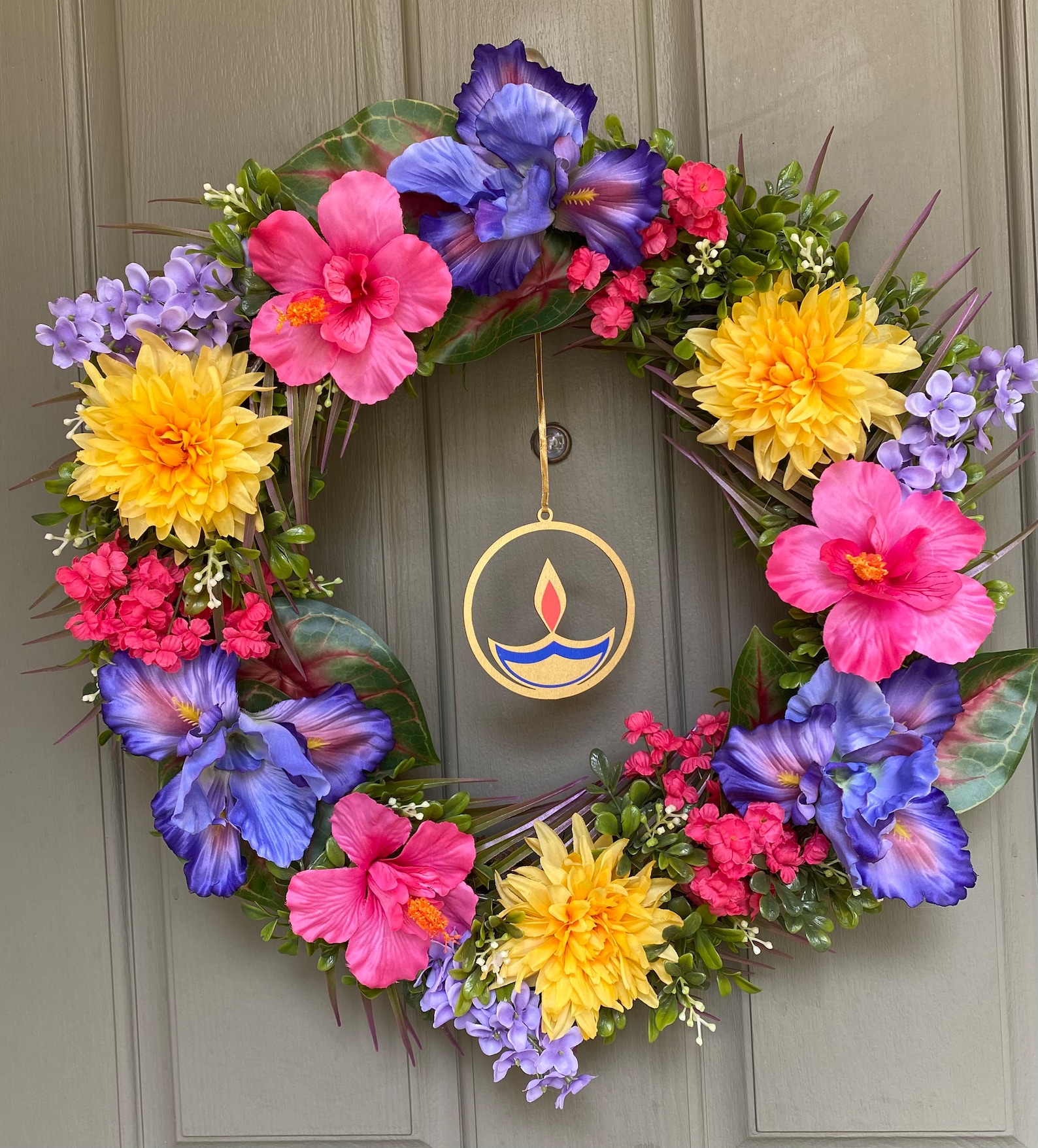 Diwali Wreath, Diwali Decor, Diwali Door Decor, Wreath With Diya - Etsy