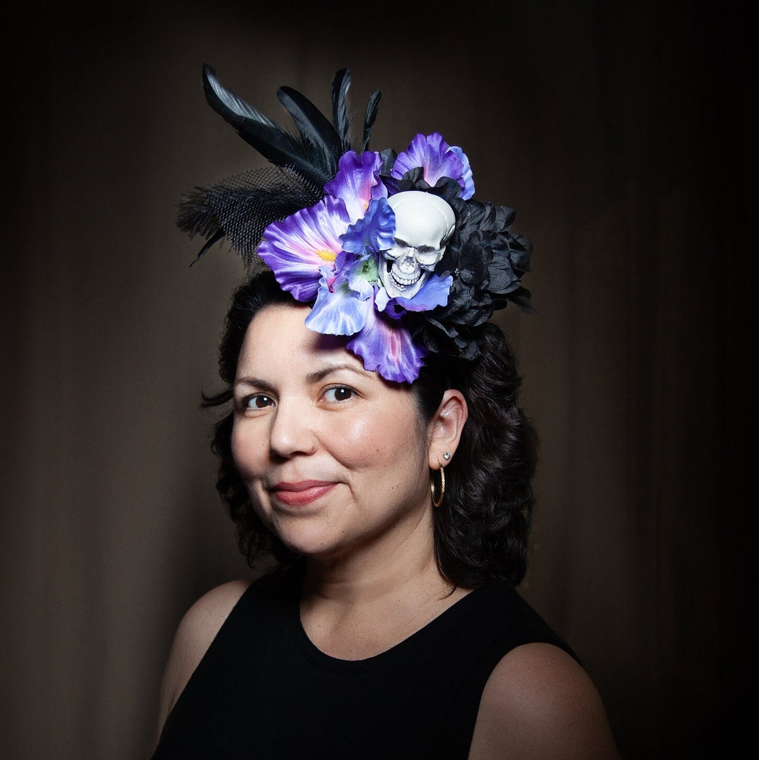 Gothic Fascinator, Gothic Headband, Skull Fascinator, Gothic Tropical ...