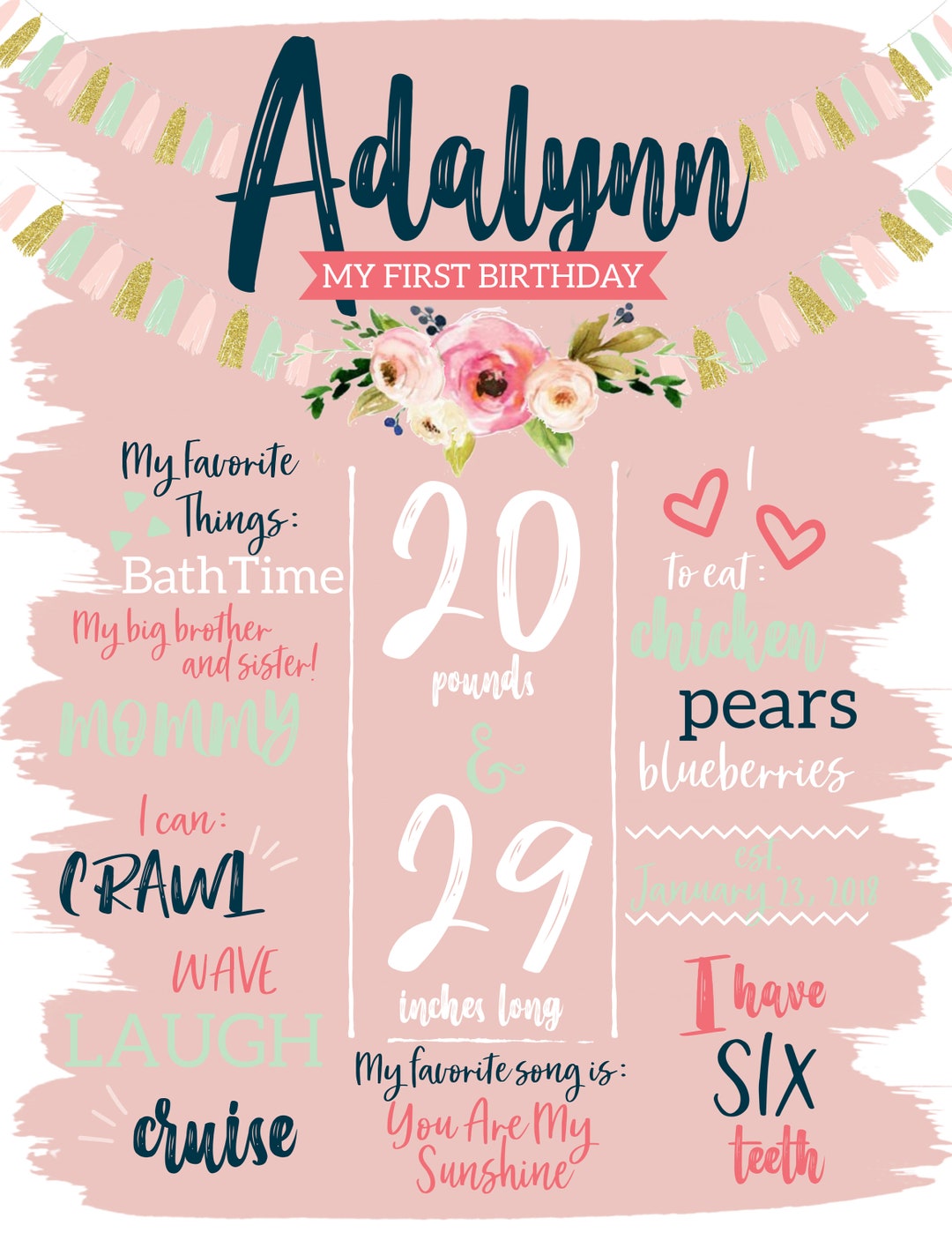 First Birthday Milestone Sign - Etsy