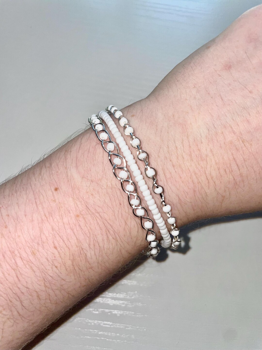 Glass Bead Trio Wire Bracelets - Etsy