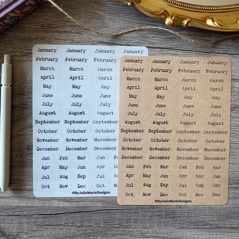Month Tab Sheets - Etsy