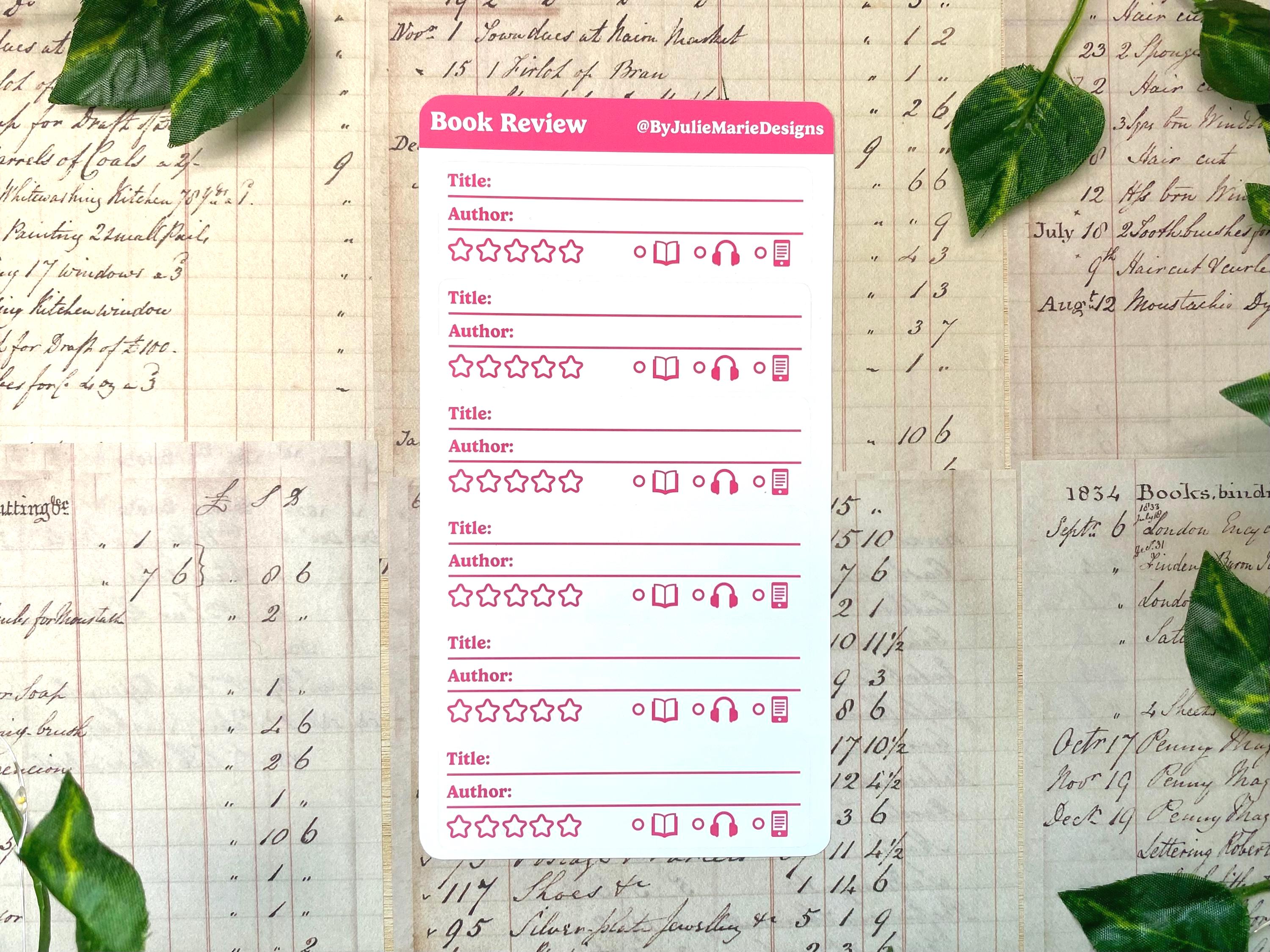 Mini Book Review Sticker Sheet | Book Rating Journaling Stickers ...